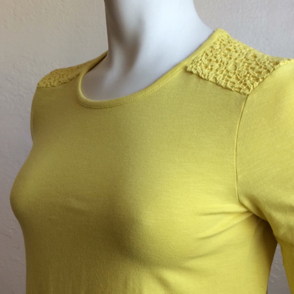 Talbots | Tops | Talbots Relaxed Fit Lace Overlay Yellow High Low ...